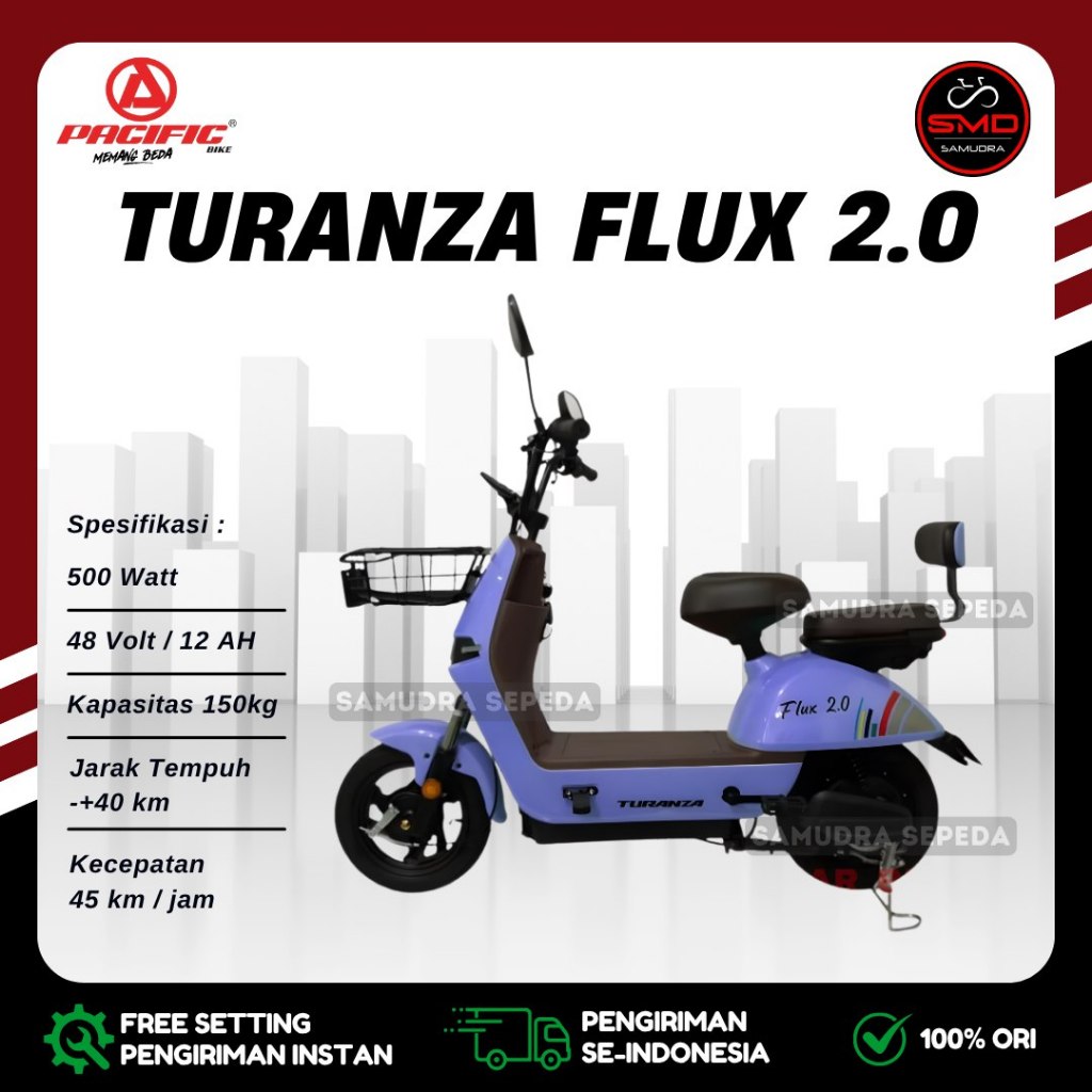 Jual Sepeda Listrik Ebike Pacific Turanza FLUX 2.0 500Watt 48V 12Ah ...