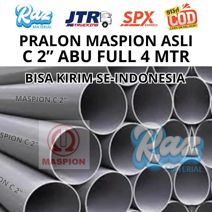 Jual Pipa Air Pralon Pvc MASPION C ABU 2" inch (60 mm) Paralon Batangan ...