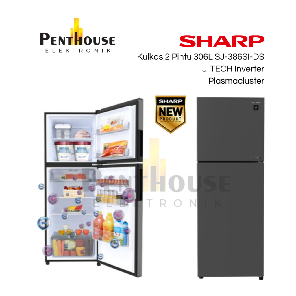 Jual SHARP Kulkas 2 Pintu 306L SJ-386SI-DS J-TECH Inverter ...