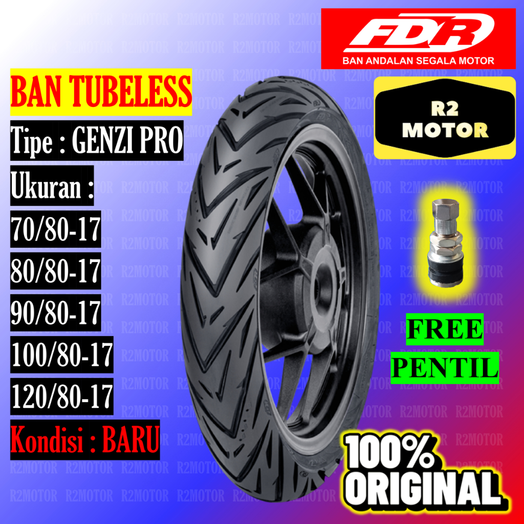 Jual FDR GENZI PRO BAN LUAR TUBELESS 70/80 80/80 90/80 100/80 120/80 ...