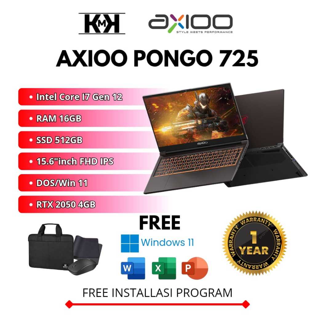 Jual AXIOO PONGO 725 INTEL CORE I7 GEN 12 RAM 16GB SSD 512GB 15.6''INCH ...