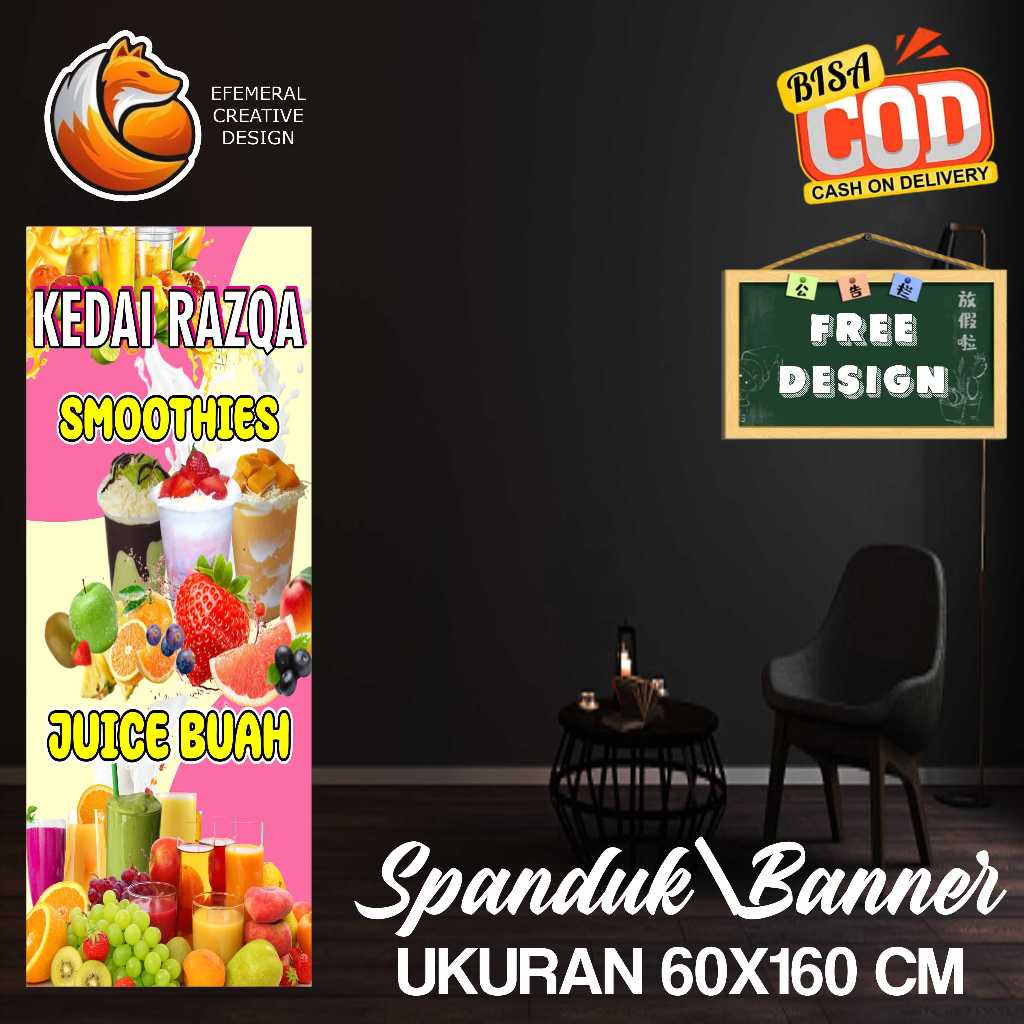 Jual SPANDUK BANNER 60X160 CM SMOOTHIES & JUS BUAH FREE DESIGN,BISA ...