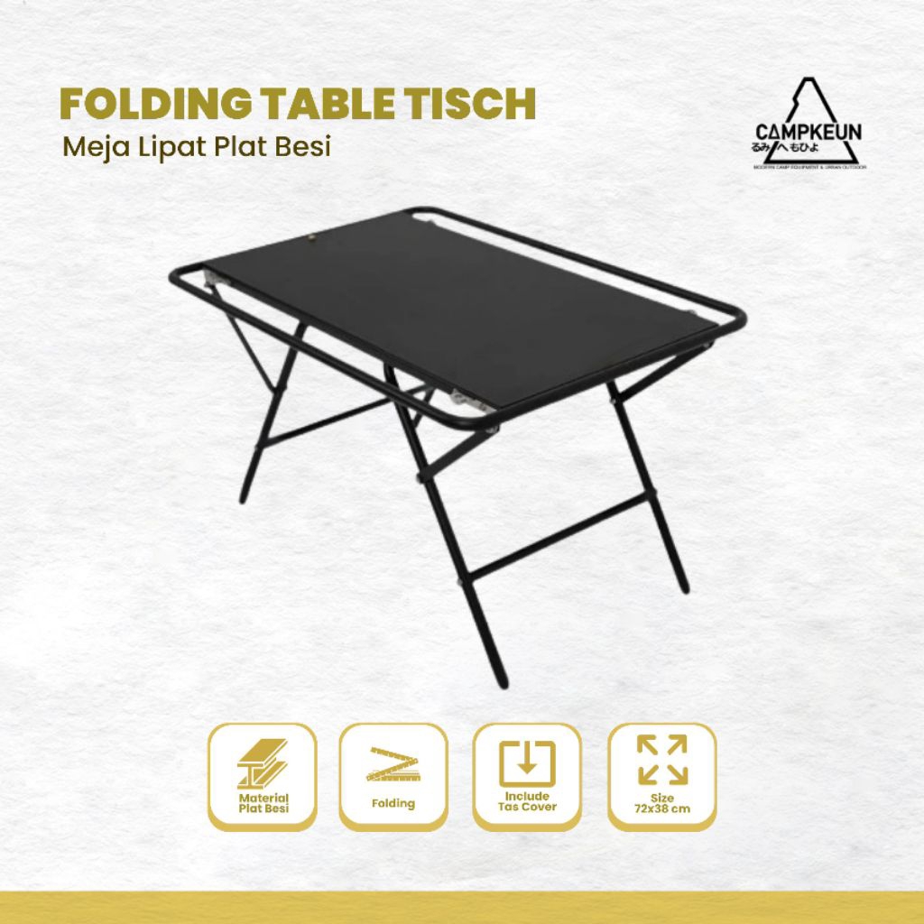 Jual Meja Lipat Camping PLAT BESI TICSH CAMPKEUN Folding Table - Meja ...