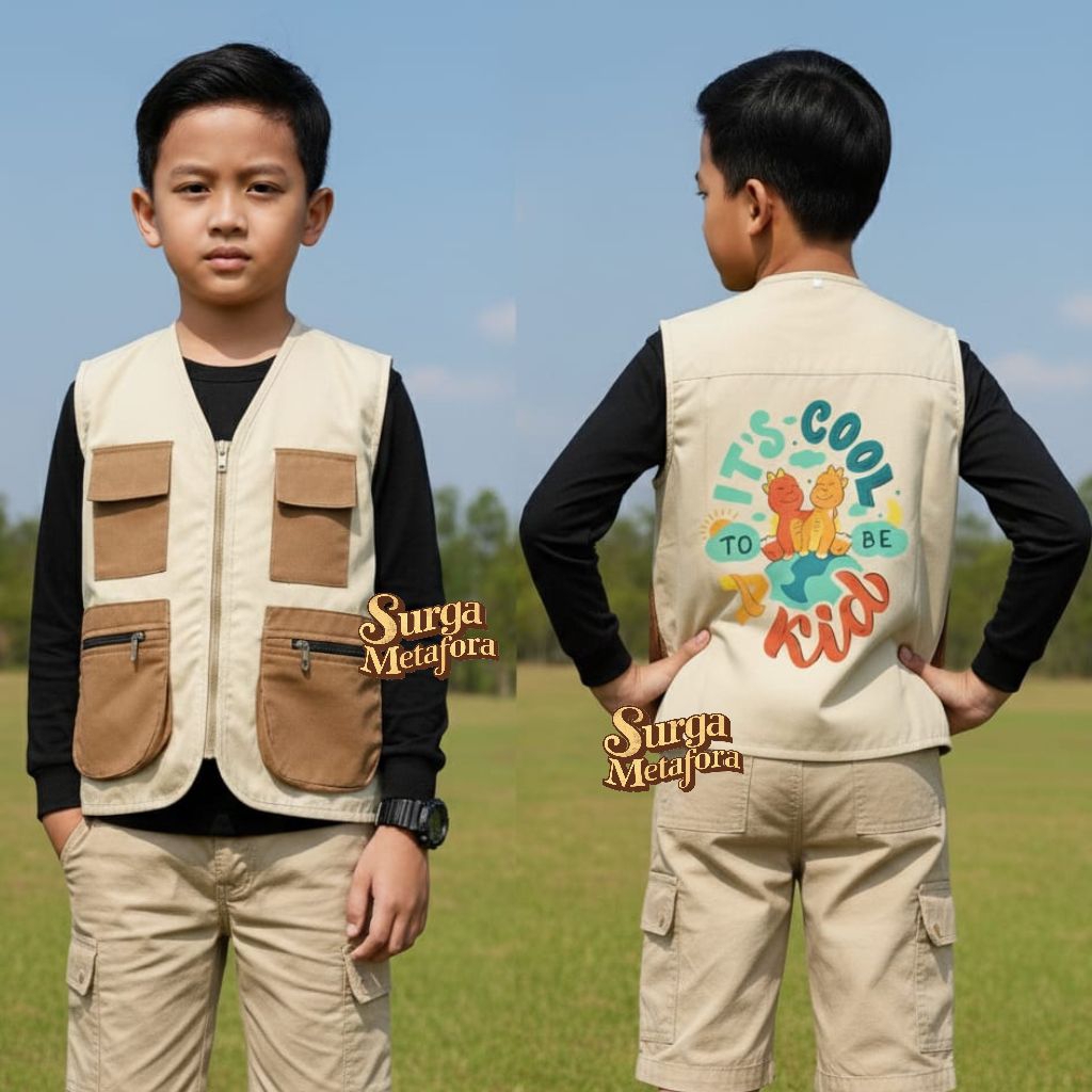 Jual Rompi Anak Safari Vest Cargo Laki Laki Perempuan Usia 2-12 Tahun ...