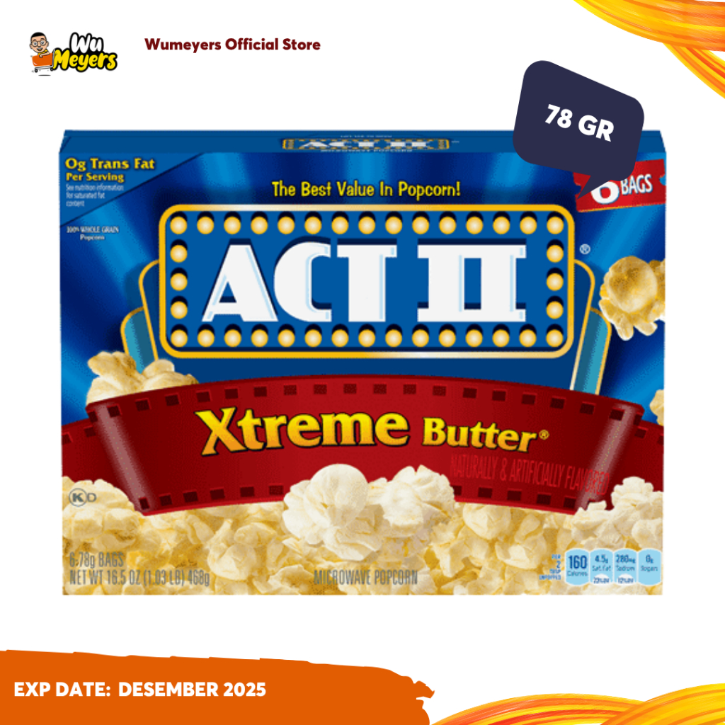 Jual ACT II Popcorn Xtreme Butter Microwave 78 gr - Popcorn Mentega ...