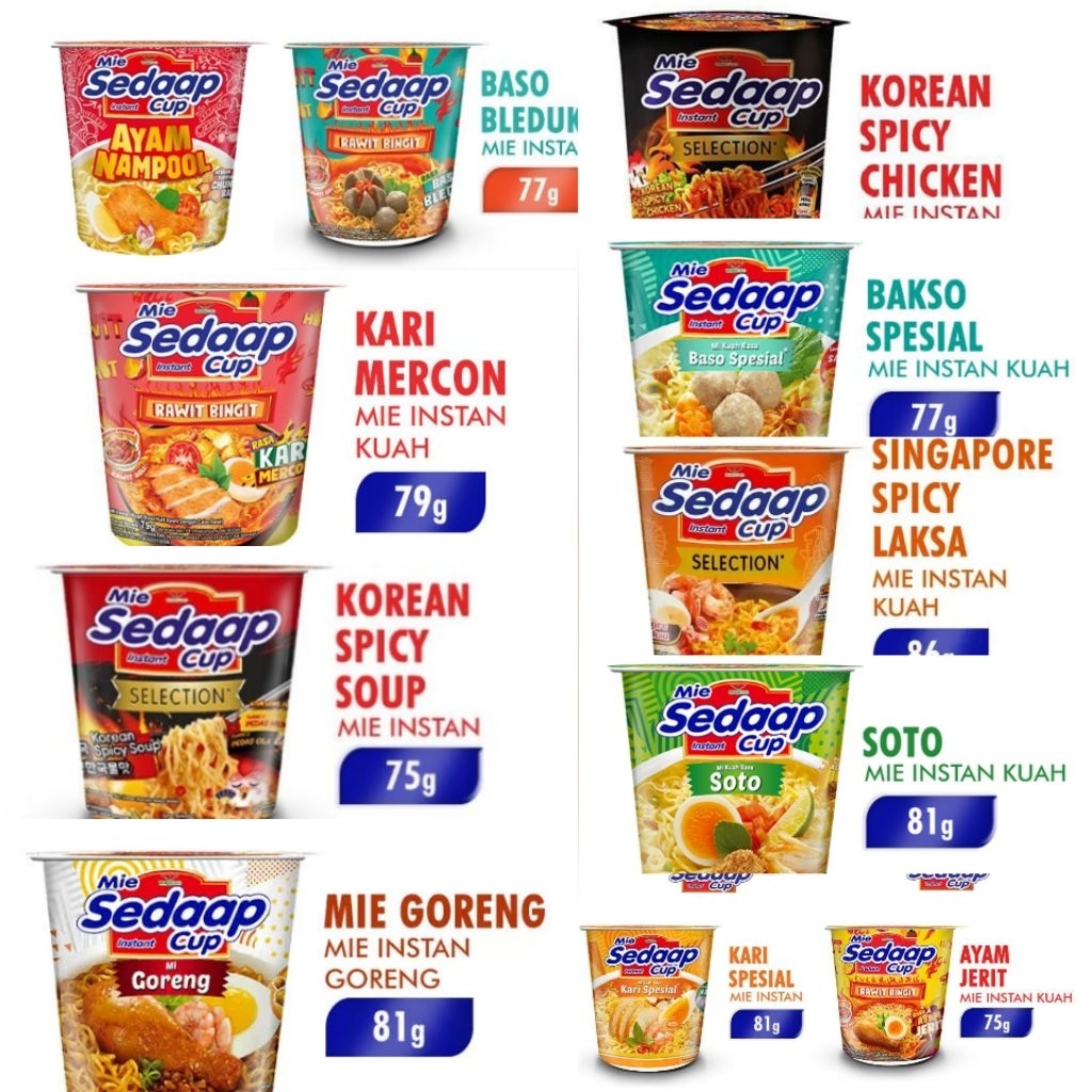 Jual MIE SEDAAP CUP 80 GR RASA MIE BASO | BASO BLEDUK | AYAM JERIT ...