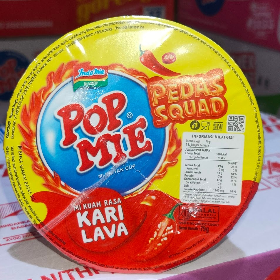 Jual Indomie Pop Mie Pedas Squad Mi Kuah Rasa Baso Granat / Kari Lava ...