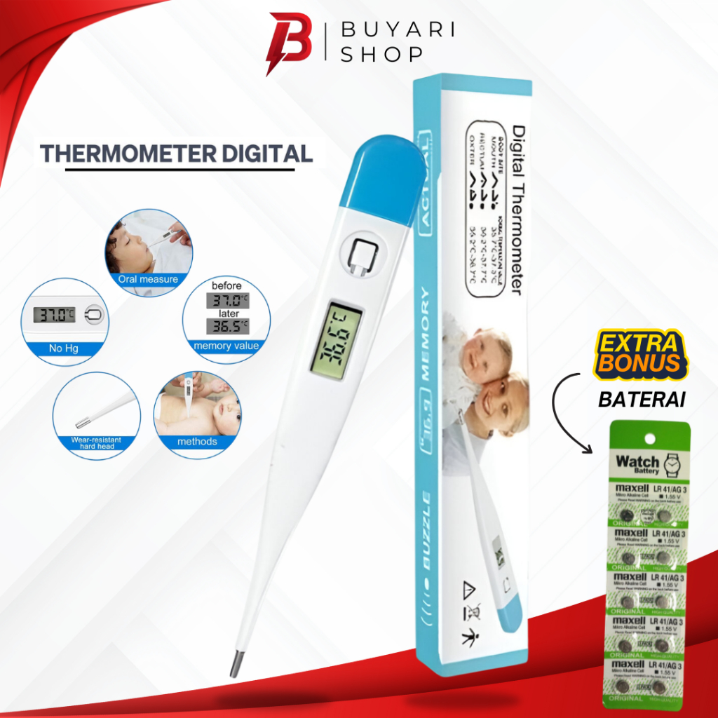Jual FREE BATERAI 10 PCS LR41 !!! Termometer Digital Anak Bayi Dewasa ...