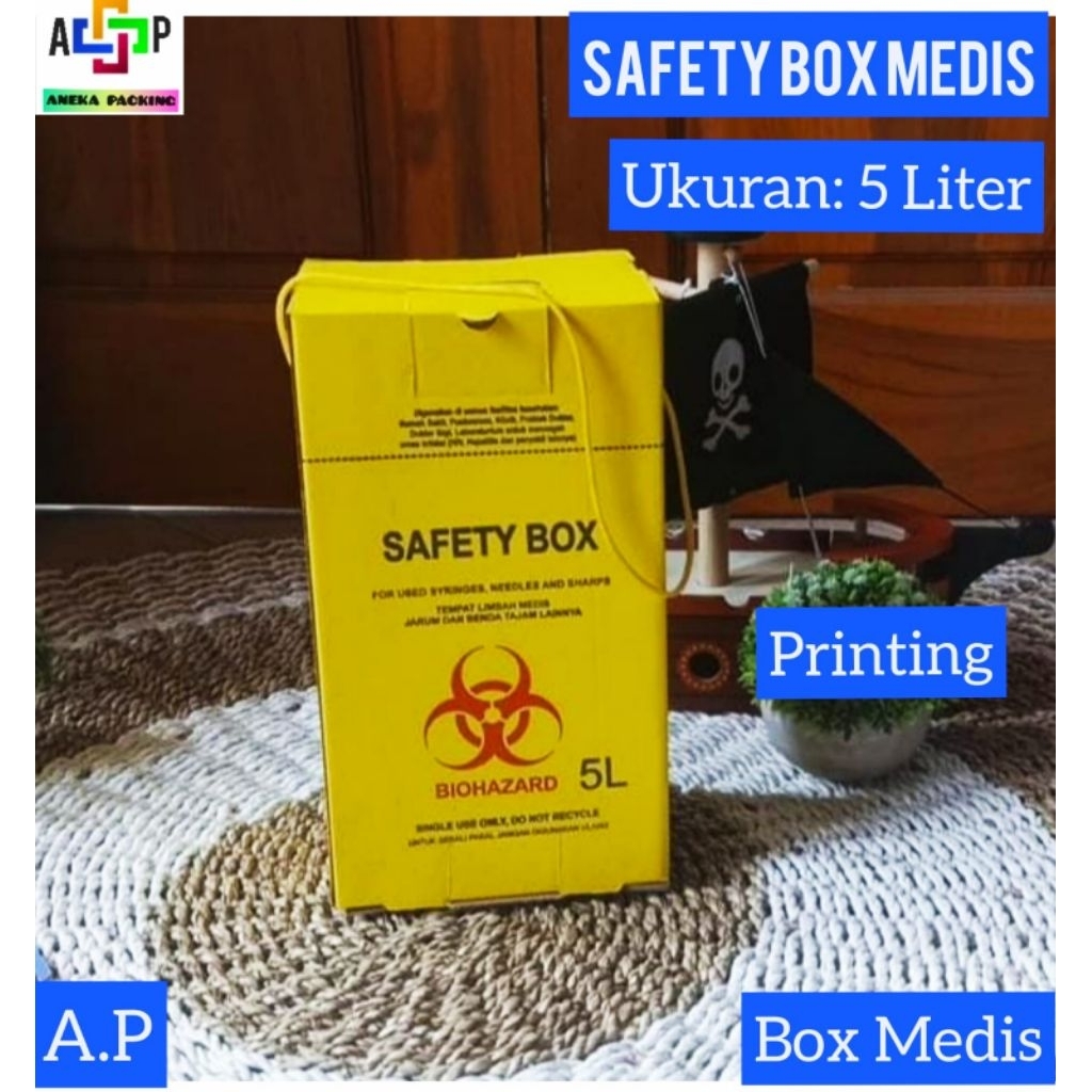 Jual Safety Box Medis 5 Liter KUNING (Printing)/Tempat Sampah Medis 5 ...