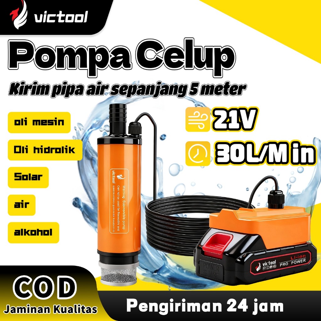 Jual Victool Pompa Minyak Celup Portabel Pompa Oli Elektrik Cordless ...