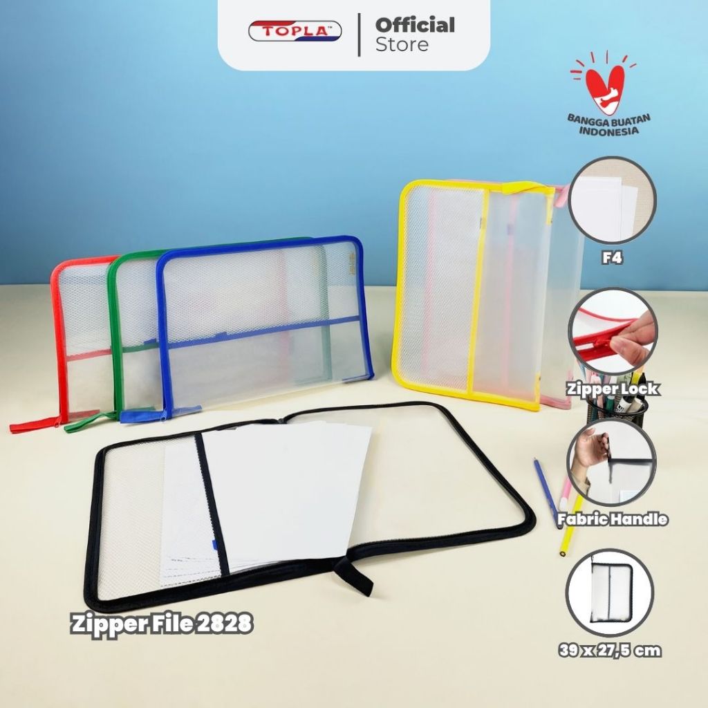 Jual Zipper File map jaring reselting polos file folder dokumen anti ...