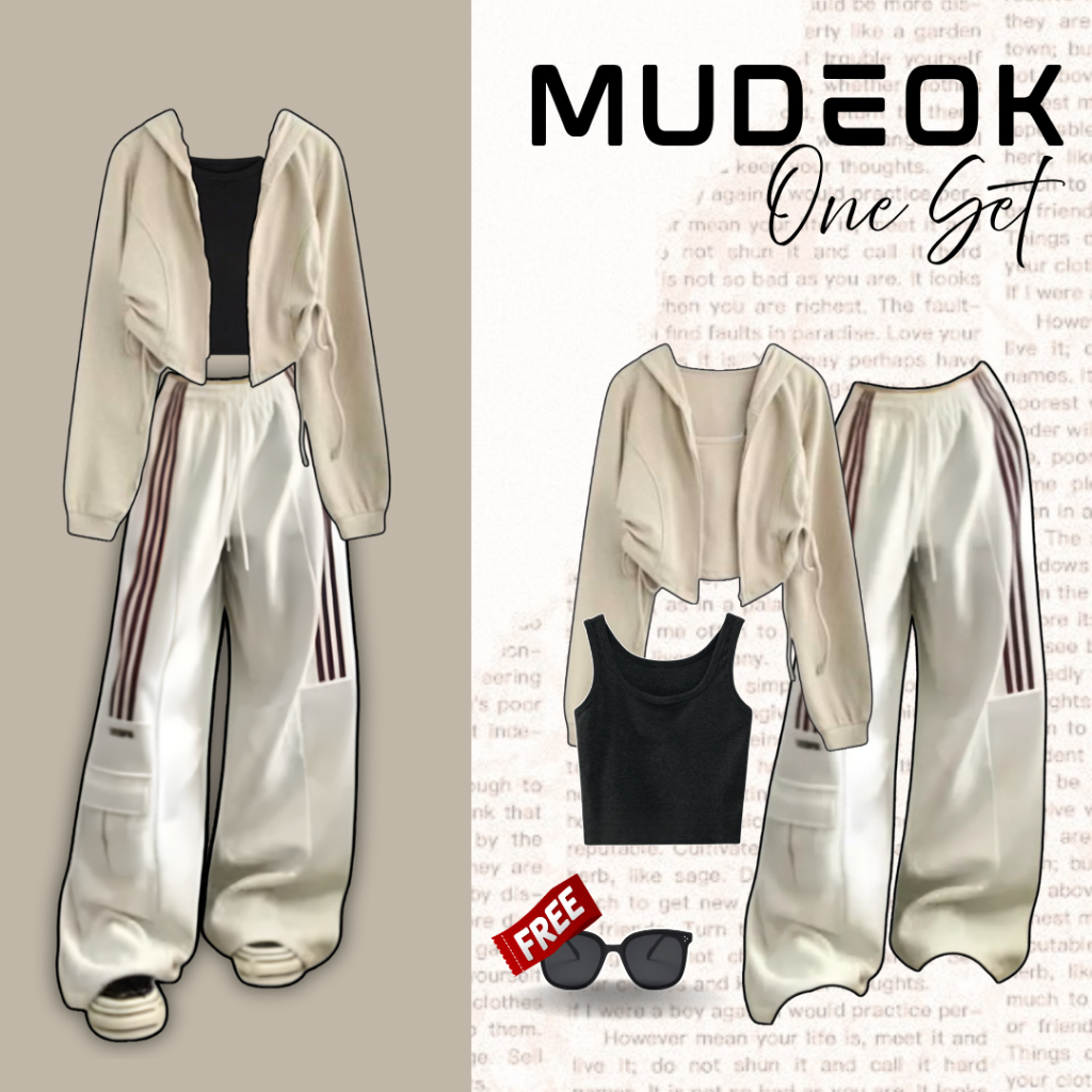 Jual One Set Olahraga Kalcer | Tanktop Hitam Zipper Serut Cream Celana ...