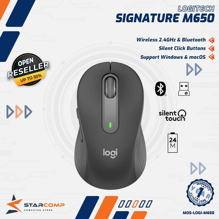 Jual Logitech Signature M650 Mouse Wireless Bluetooth Silent Full Size ...