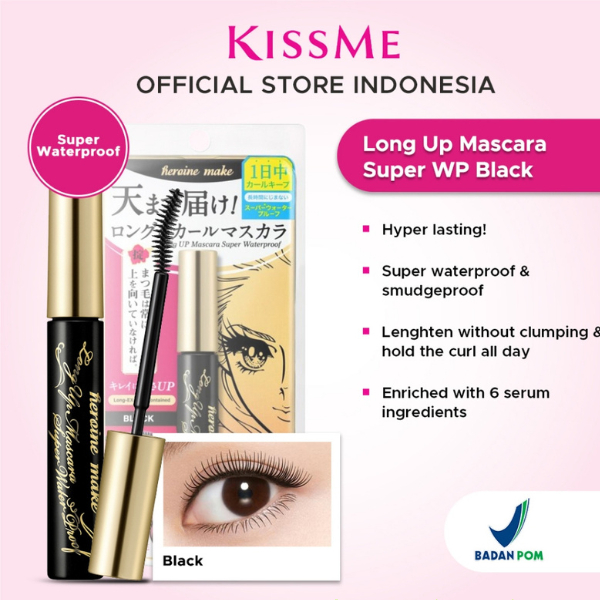 Jual Heroine Make Long Up Mascara Super Waterproof Black / Kiss Me ...