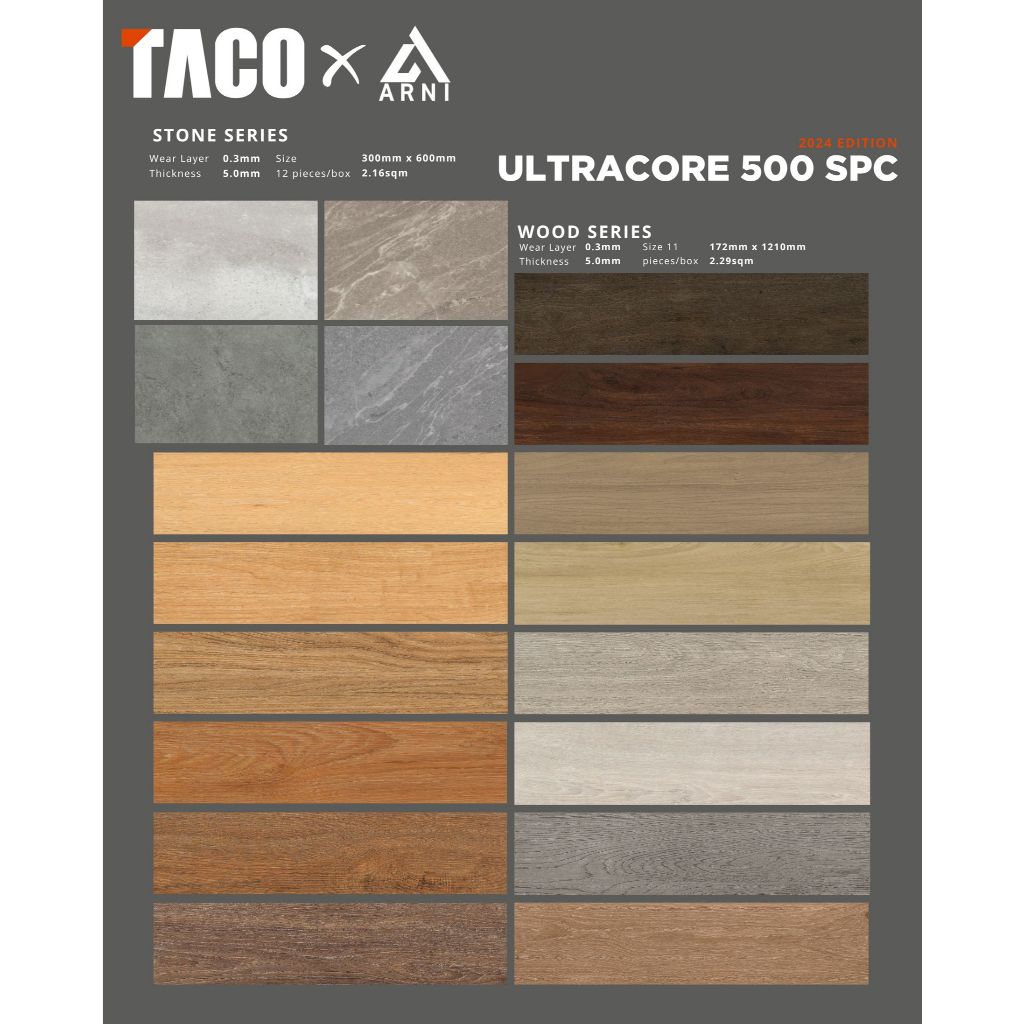 Jual TACO Ultracore 500 SPC Luxury Vinyl Flooring 5mm WOOD Click System ...