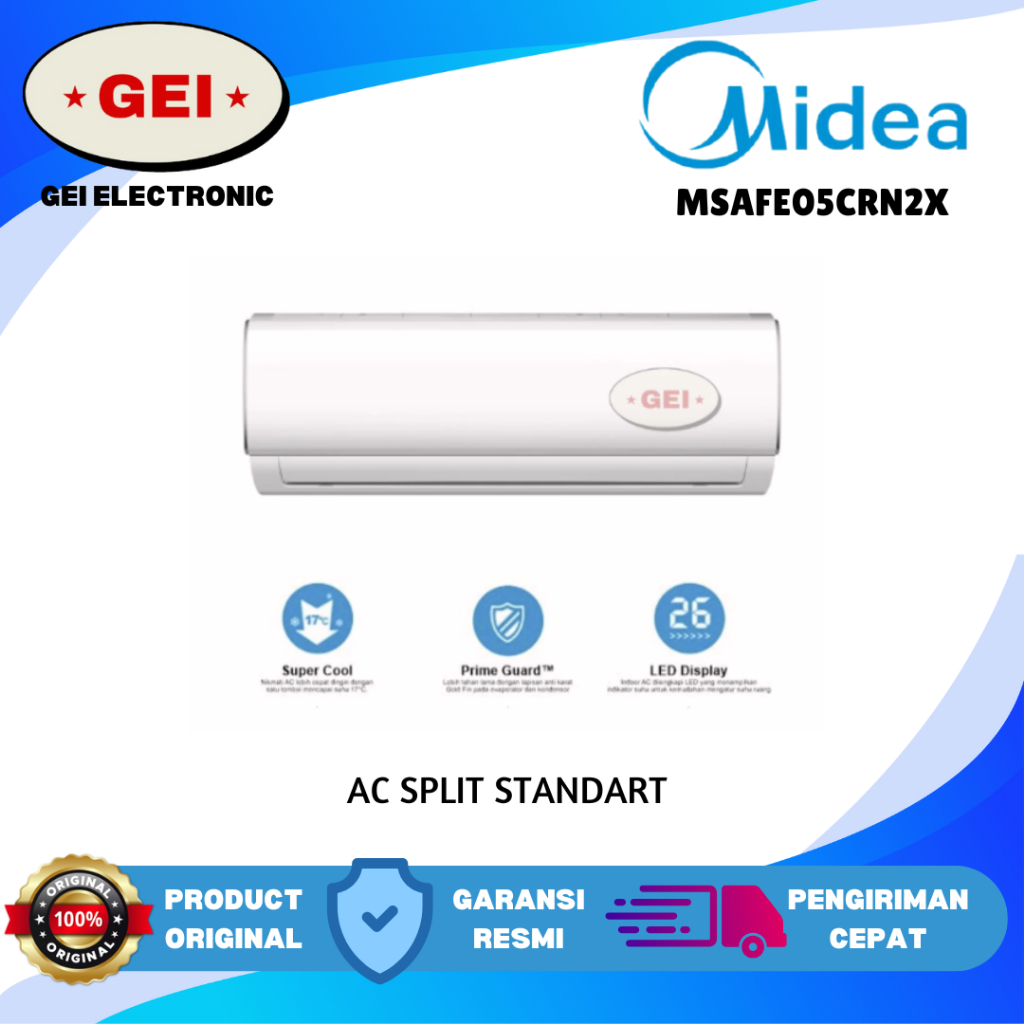 Jual Midea MSAF/ MSAFE 05CRN2 AC 1/2 PK (0.5 PK) Standard - R32 Series ...