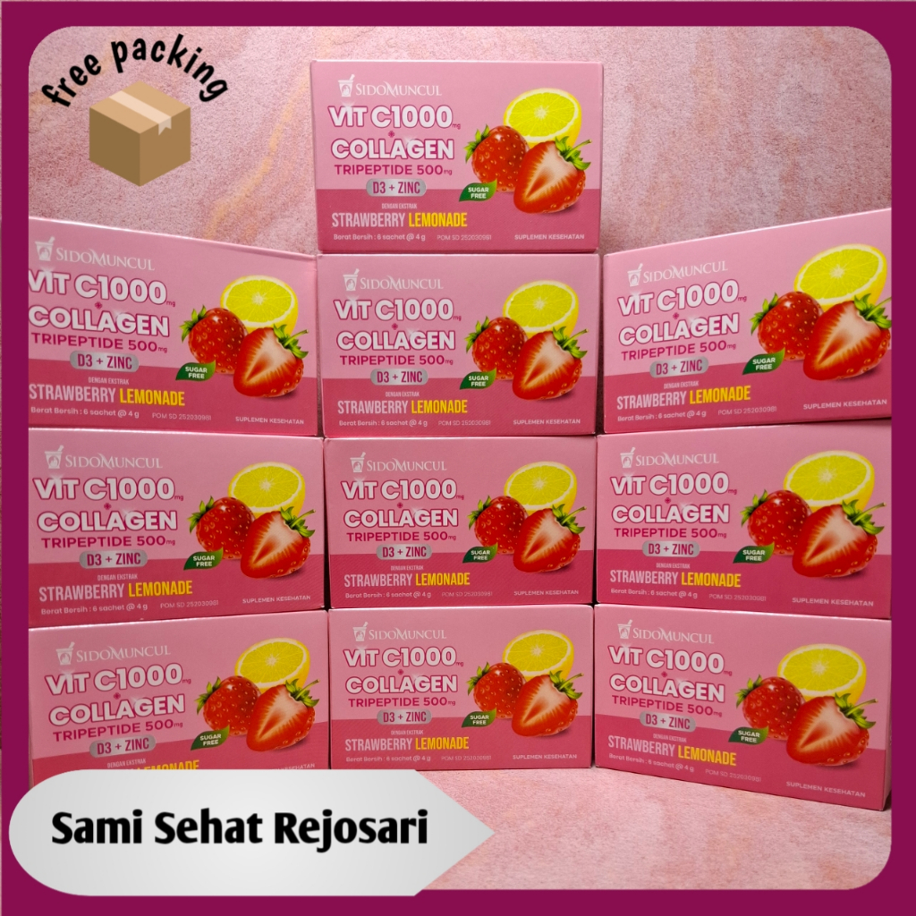 Jual 10 Box SIDOMUNCUL C1000 COLLAGEN Tripeptide 500mg + Vit C 1000mg ...