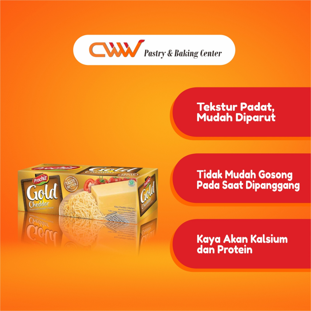 Jual Prochiz Gold Keju Cheddar 2kg Cheese Block Balok Parut Topping Kue ...
