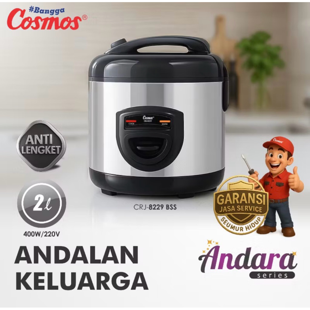 Jual Cosmos Rice Cooker Non Stick CRJ-8229 BSS - 2L Magicom Cosmos ...