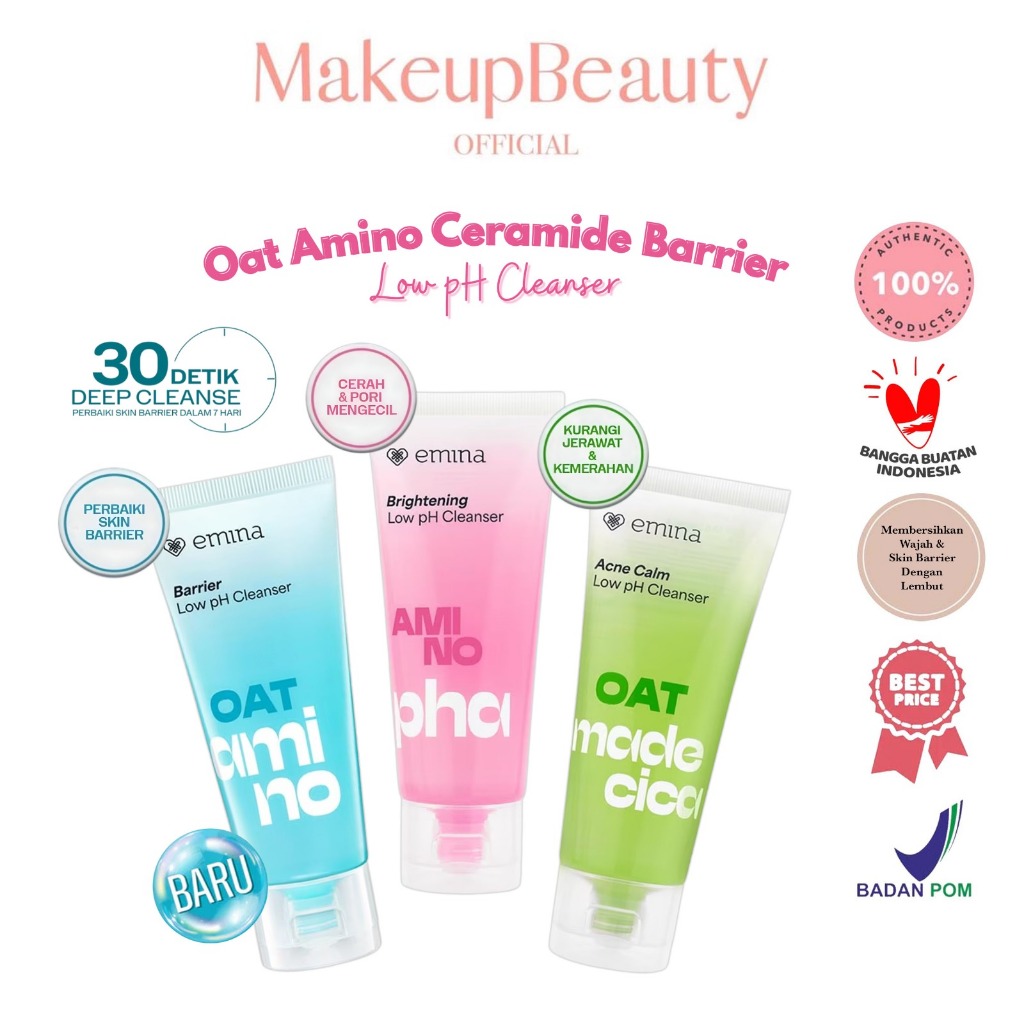 Jual EMINA Oat Amino Ceramide Barrier Low pH Gel Cleanser 70ml - Facial ...