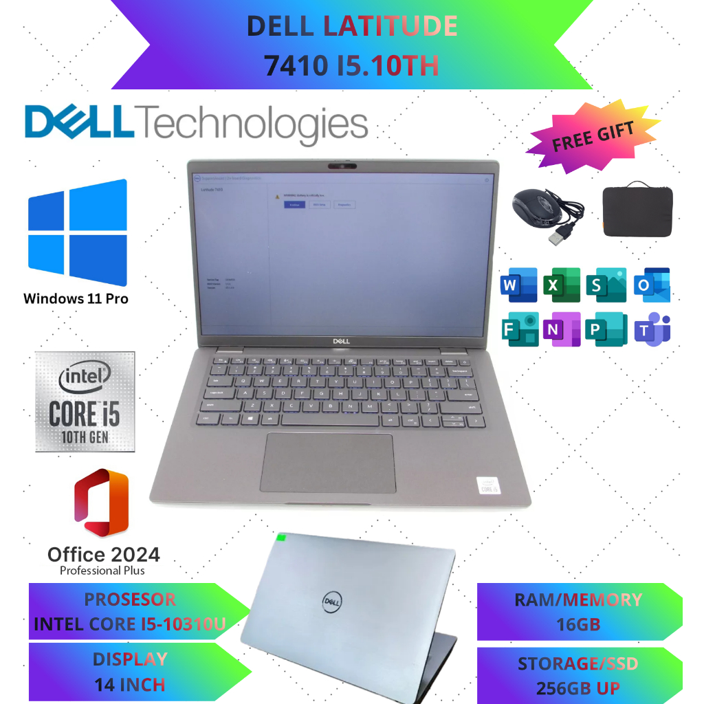 Jual DELL LATITUDE 7410 CORE I5 GEN 10TH Ram 16gb/512ssd fullset layar ...