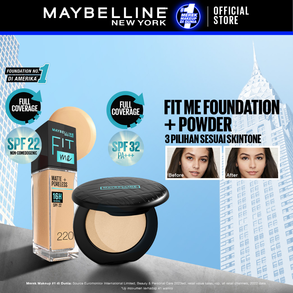 Jual MAYBELLINE OFFICIAL Paket Makeup FIT ME Compact Powder + FIT ME ...