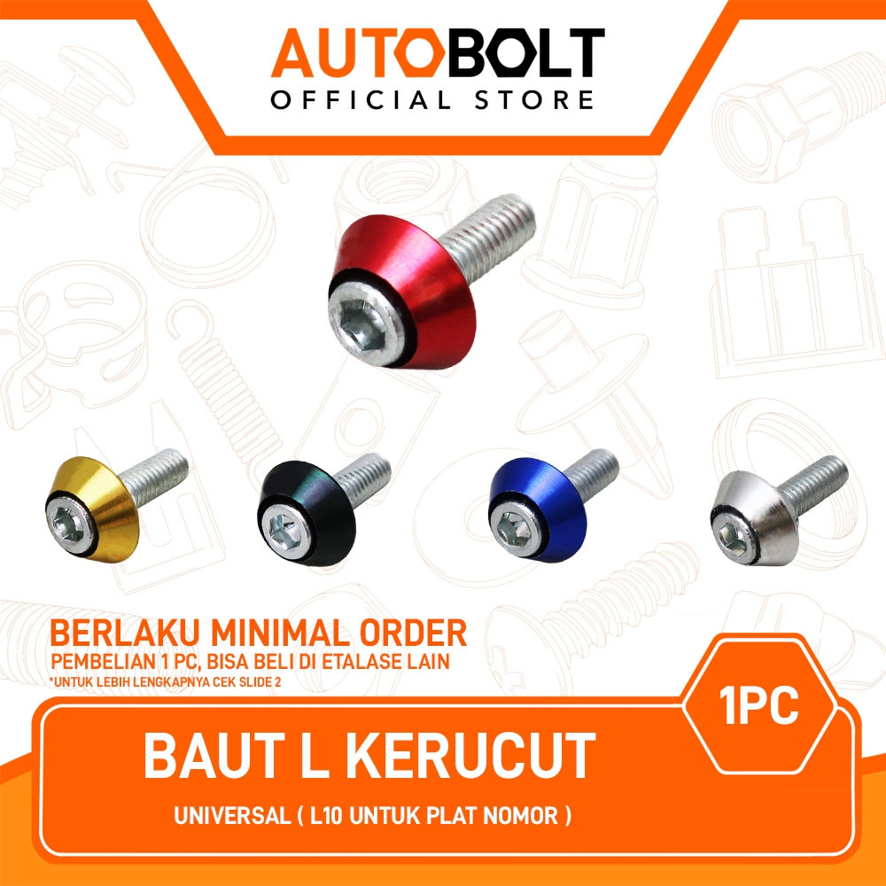 Jual Baut L Kerucut Universal Variasi Warna Hitam Merah Biru Emas ...