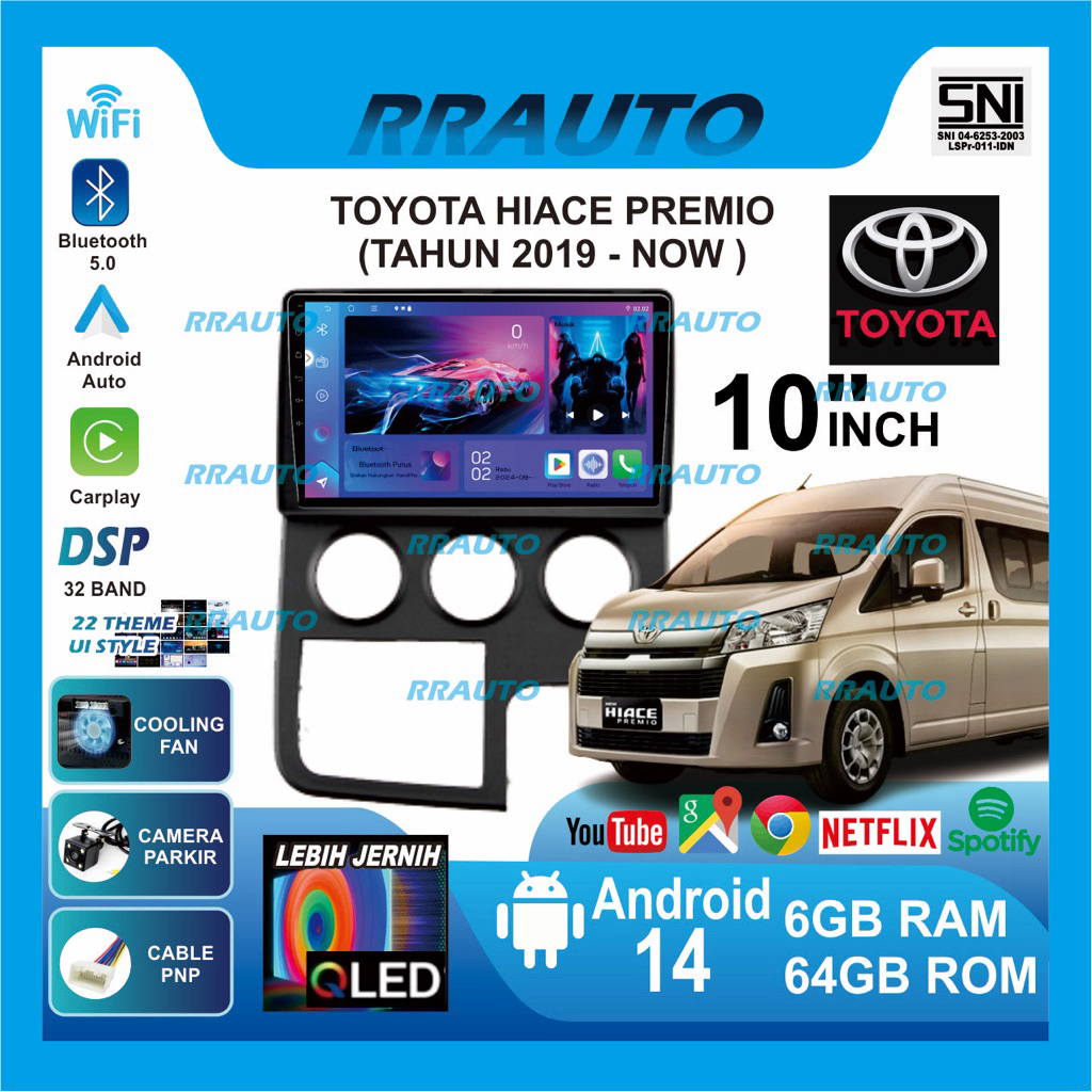 Jual HIACE PREMIO | RAM 6+64gb ROM,Head Unit Android OS13,QLED,Wifi,BT ...