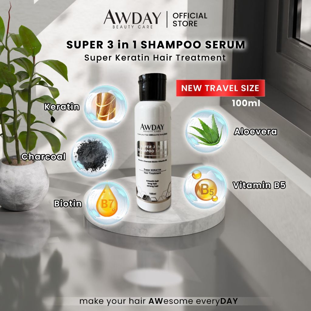 Jual Shampoo 100 ml AWDAY SUPER KERATIN 3in1 Hair Treatment Shampoo 100 ...