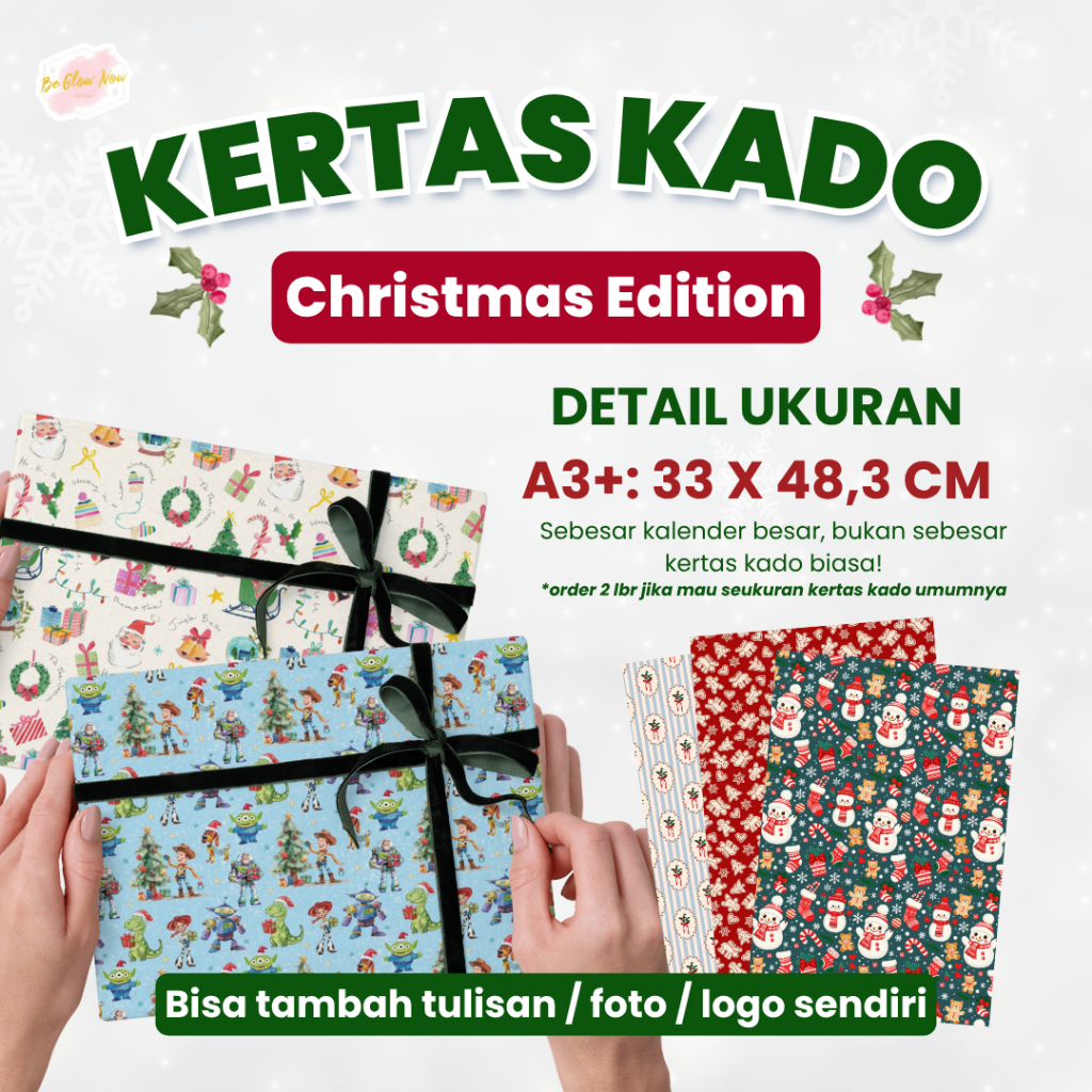 Jual Kertas Kado Natal Merry Christmas Aesthetic A3+ Premium Glossy ...