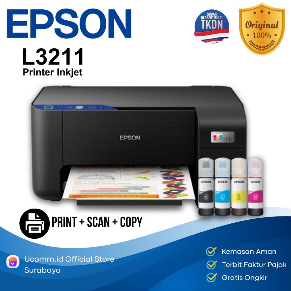 Jual Epson Printer L3211 3in1 Pengganti Epson L3210 Print Scan Copy A4 ...