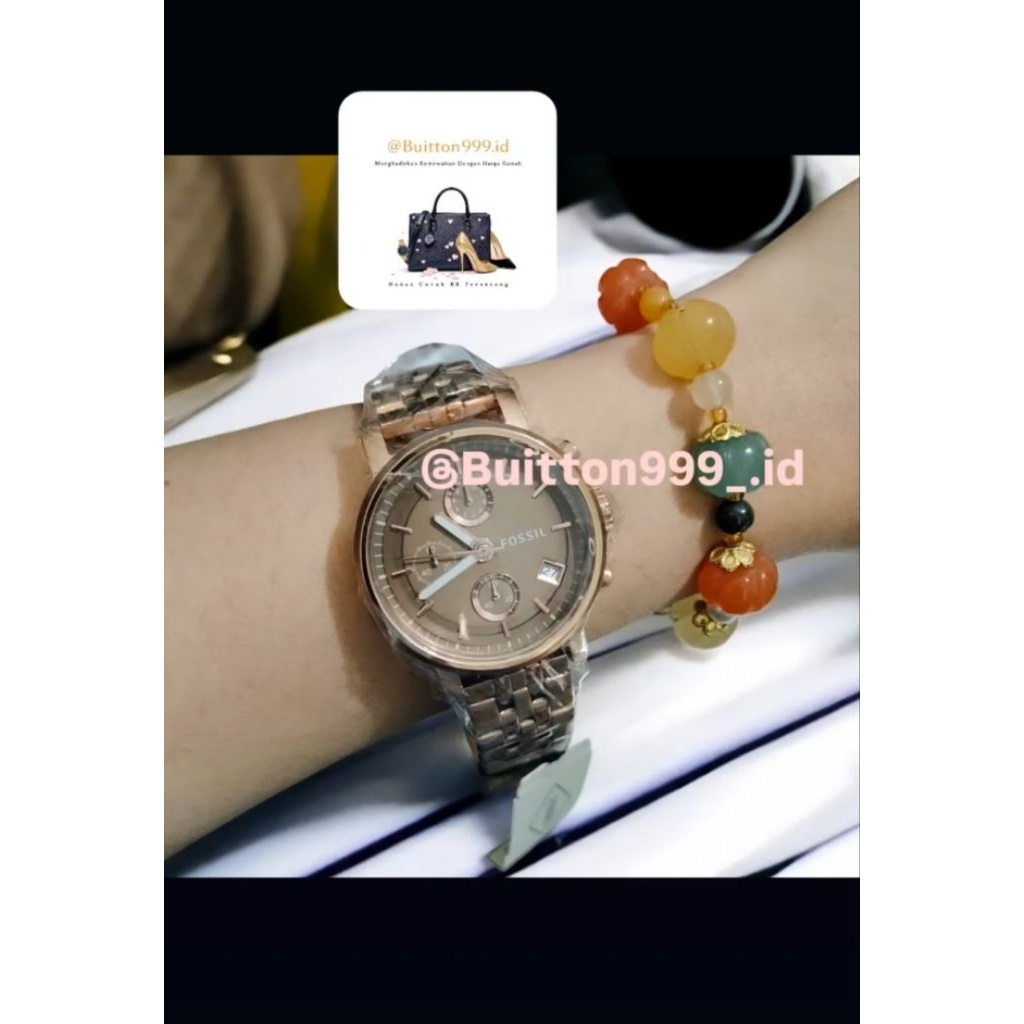 Jual Fs Boyfriend Chronograph Brown Dial Rose Gold Steel Strap Watch ...