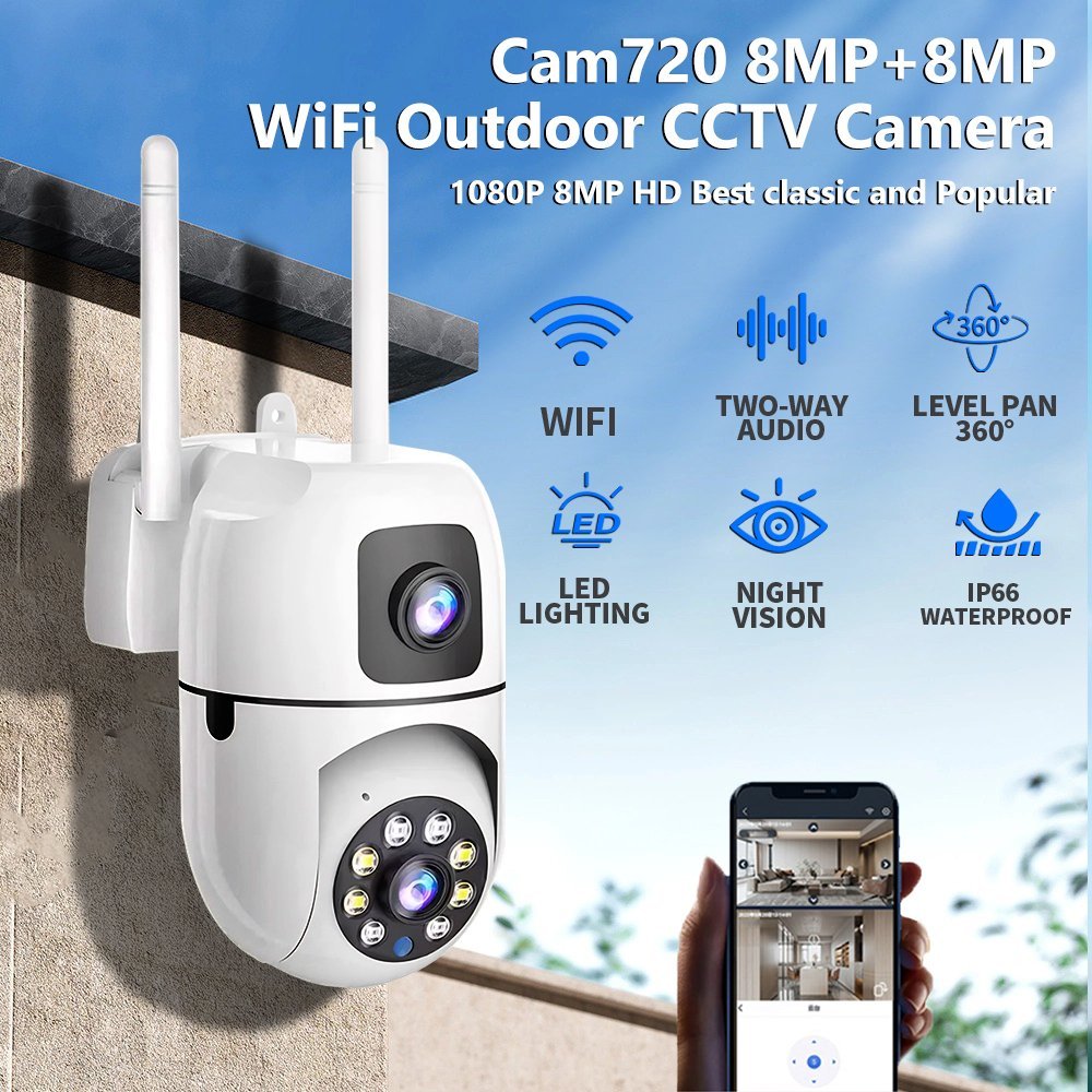 Jual Cam720 CCTV 8MP WIFI Kamera Outdoor Full HD IP67 360 Degree PTZ ...