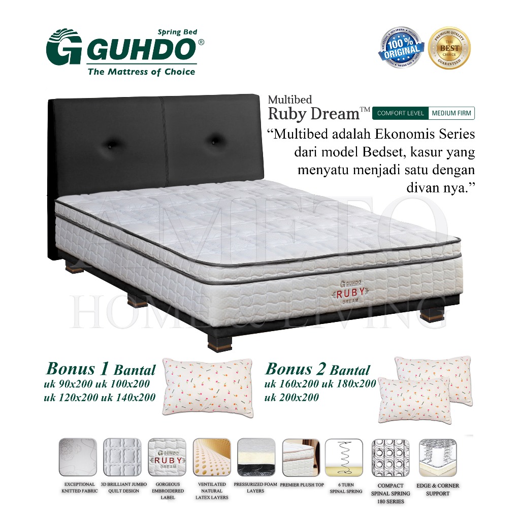 Jual Guhdo Springbed Multi Bed Ruby Dream Latex Hb Bravo Full Set 90