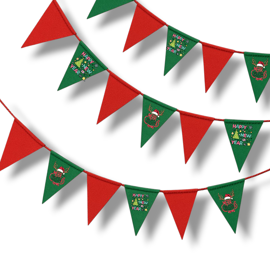 Jual Hiasan Dekorasi Bendera Natal Merry Christmas Model Segitiga Hijau ...