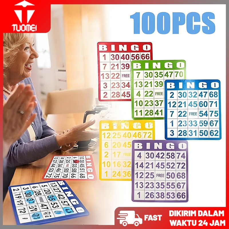 Jual 100pcs/set Kartu Bingo/5 Warna Bingo Set/ Lengkap Besar Bingo Card ...