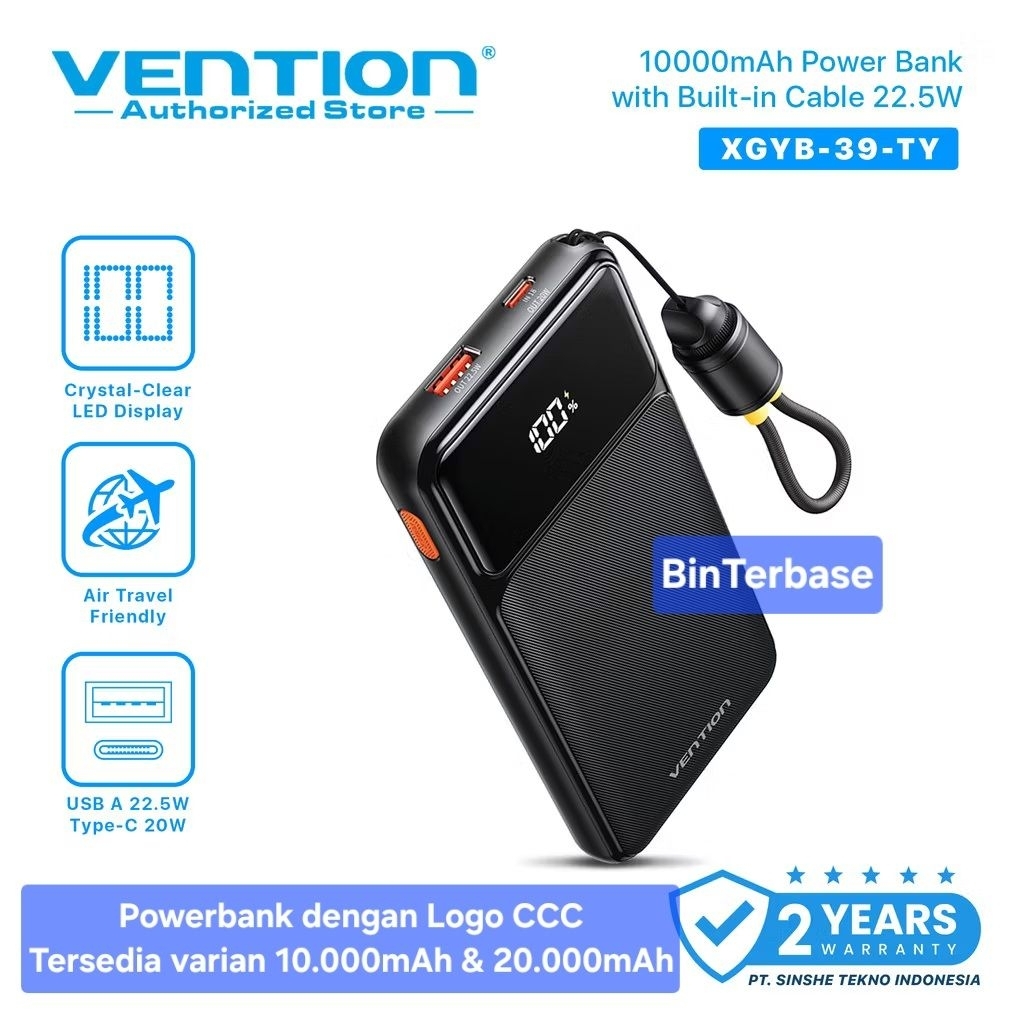 Jual Powerbank Vention CCC Certified Free Cable C to C Fast Charging Pb ...