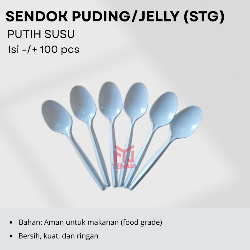 Jual YEN888 Sendok Pudding Jelly STG Putih Susu Isi 100pcs / Sendok ...