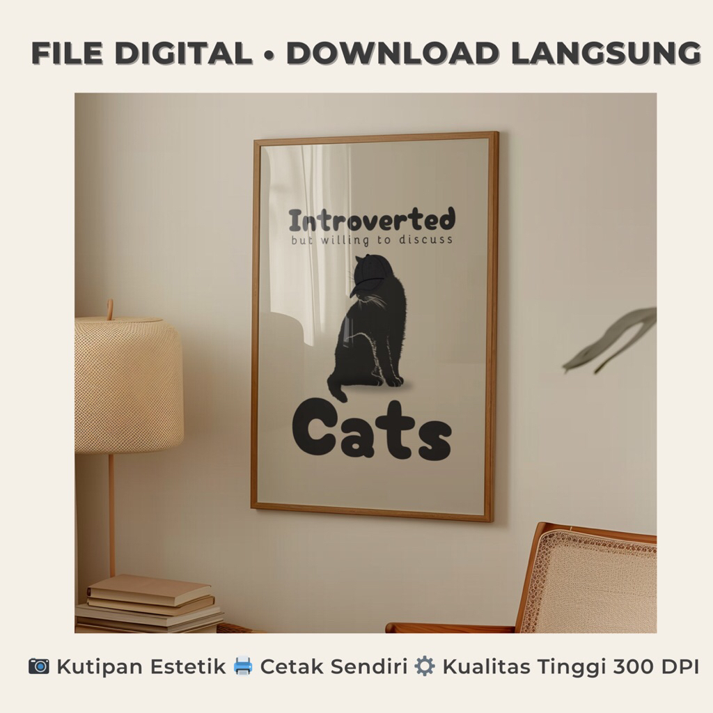 Jual Poster Kucing Aesthetic Minimalis – Wall Art Printable Cat Lover ...