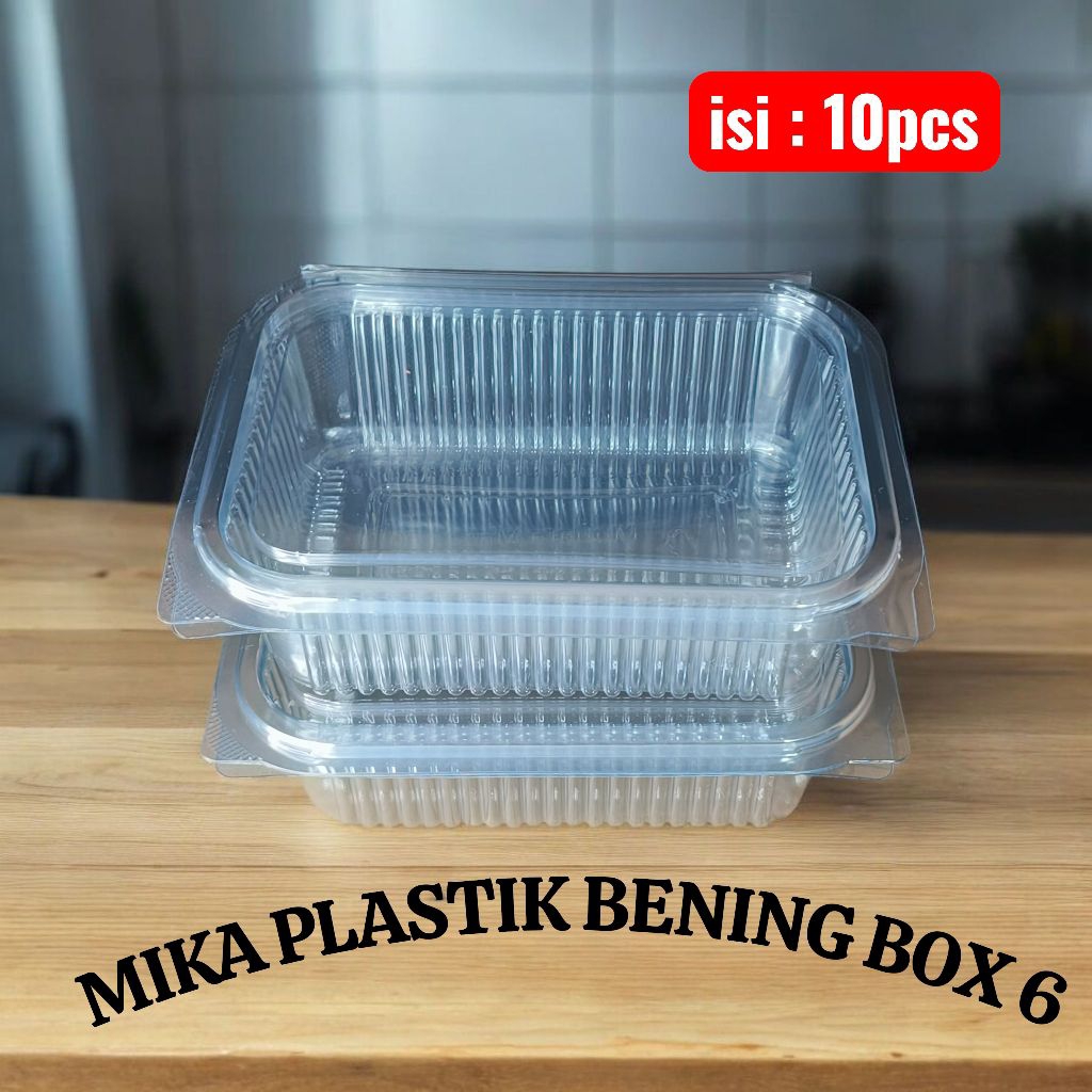 Jual kotak mika plastik bening Box 6 Isi 10 Pcs Wadah Makanan Bening ...