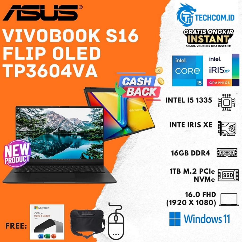 Jual Asus VivoBook S16 Flip OLED TP3604VA TOUCH I5 1335 16GB 1TB SSD ...