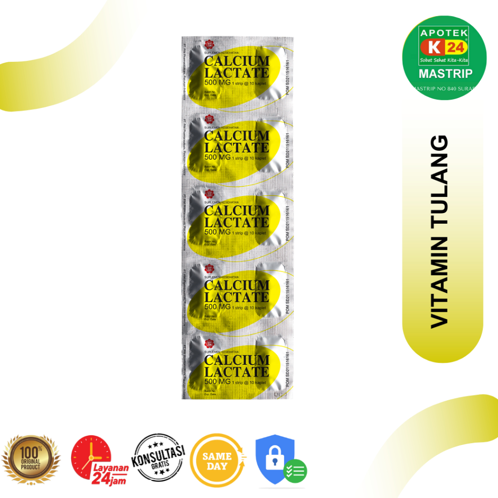 Jual CALCIUM LACTATE TABLET PIM VITAMIN TULANG DEWASA 10 TABLET ...
