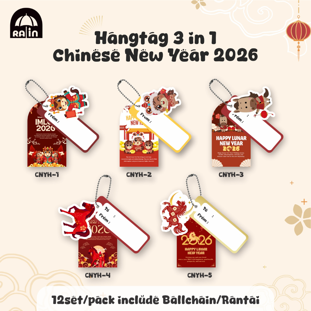 Jual [HANGTAG IMLEK 12set] 3 in 1 Chinese New Year 2026 Shio Kuda / CNY ...