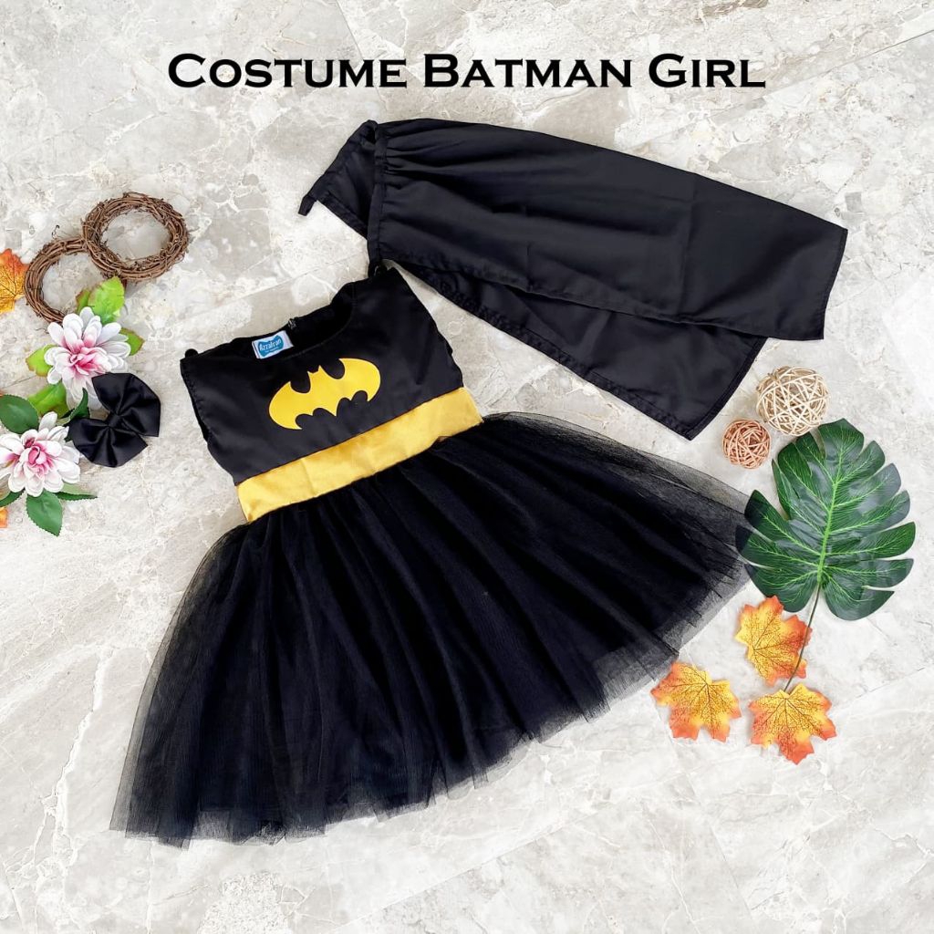 Jual kostum batman anak free jubah/costume batman girl/kostum batman ...