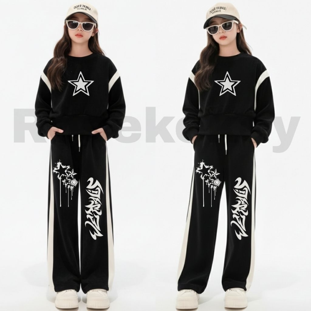 Jual Setelan Anak Perempuan Sweater Crop Oversize Celana Skena Motif ...