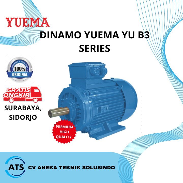 Jual ELEKTRO MOTOR YUEMA YU B3 2P 0.37KW 0.5HP 3PHASE 380V/ DINAMO ...