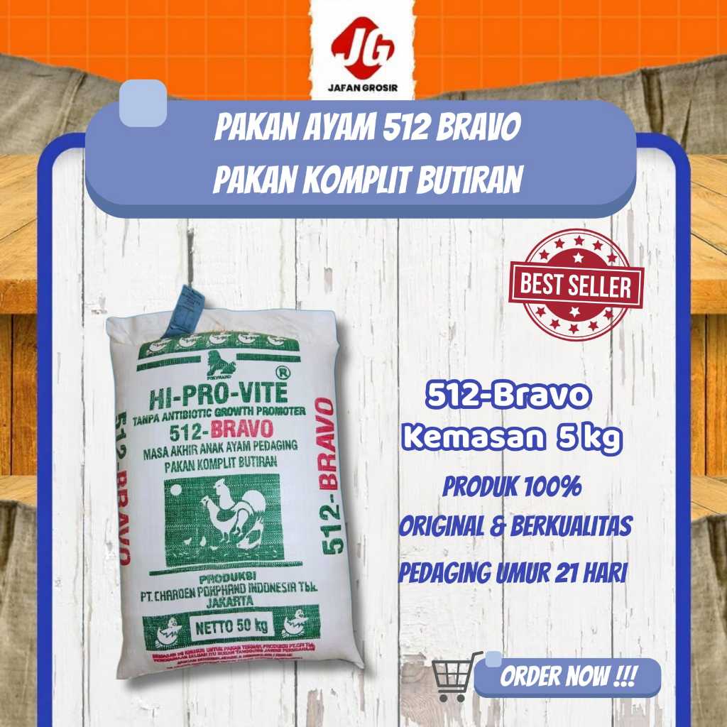 Jual 512 Bravo Pelet Pakan Ayam Pur Daging Umur 21 hari - Panen (5kg ...