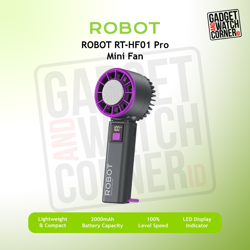 Jual ROBOT RT-HF01 Pro Mini Fan Highspeed LED Display 2000 mAh Kipas ...