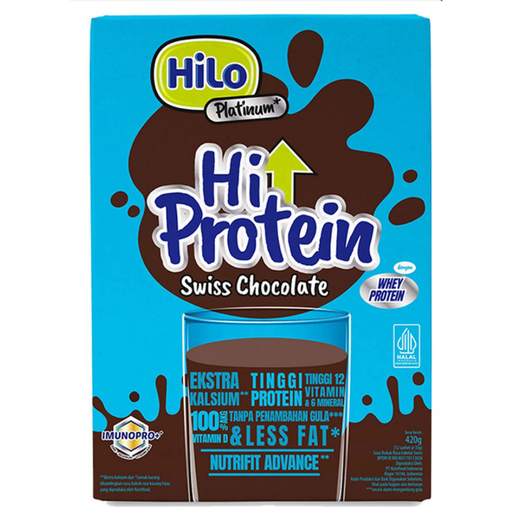 Jual HILO susu bubuk Hi-Protein Platinum Swiss Chocolate 420g | Shopee ...