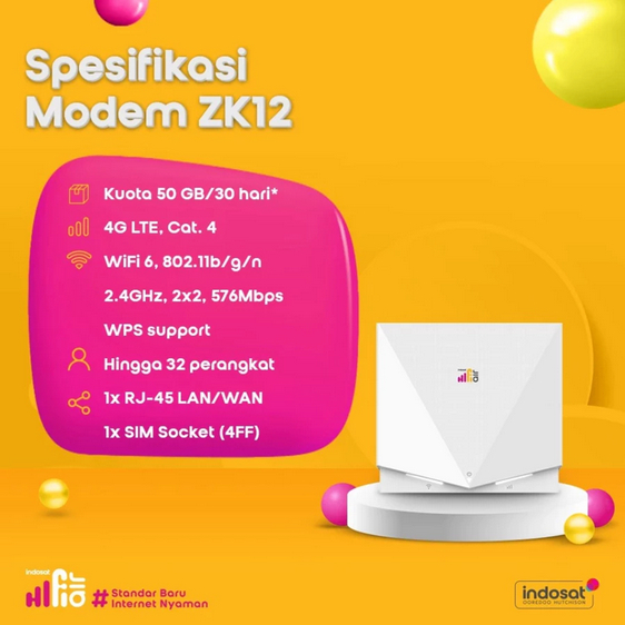 Jual Indosat HiFi Air ZTE K12 Wifi Modem 4G LTE 50GB | Shopee Indonesia